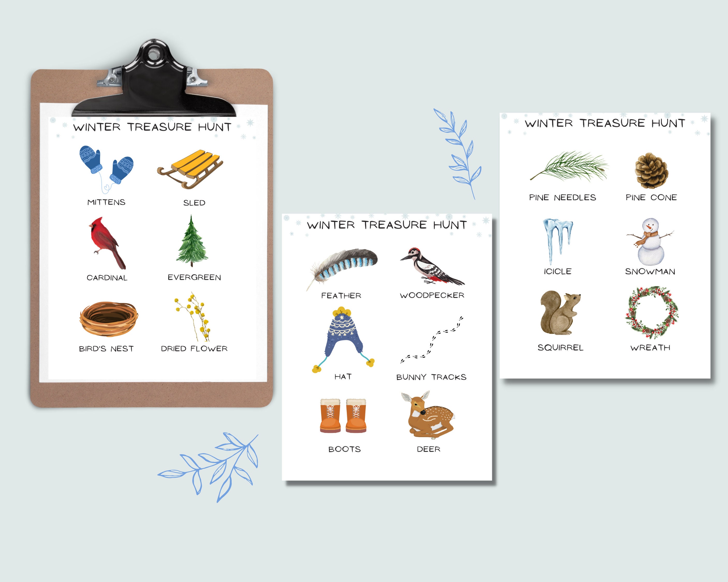 Winter Treasure Hunt, Scavenger Hunt, Nature Walk, Homeschool Printable ...