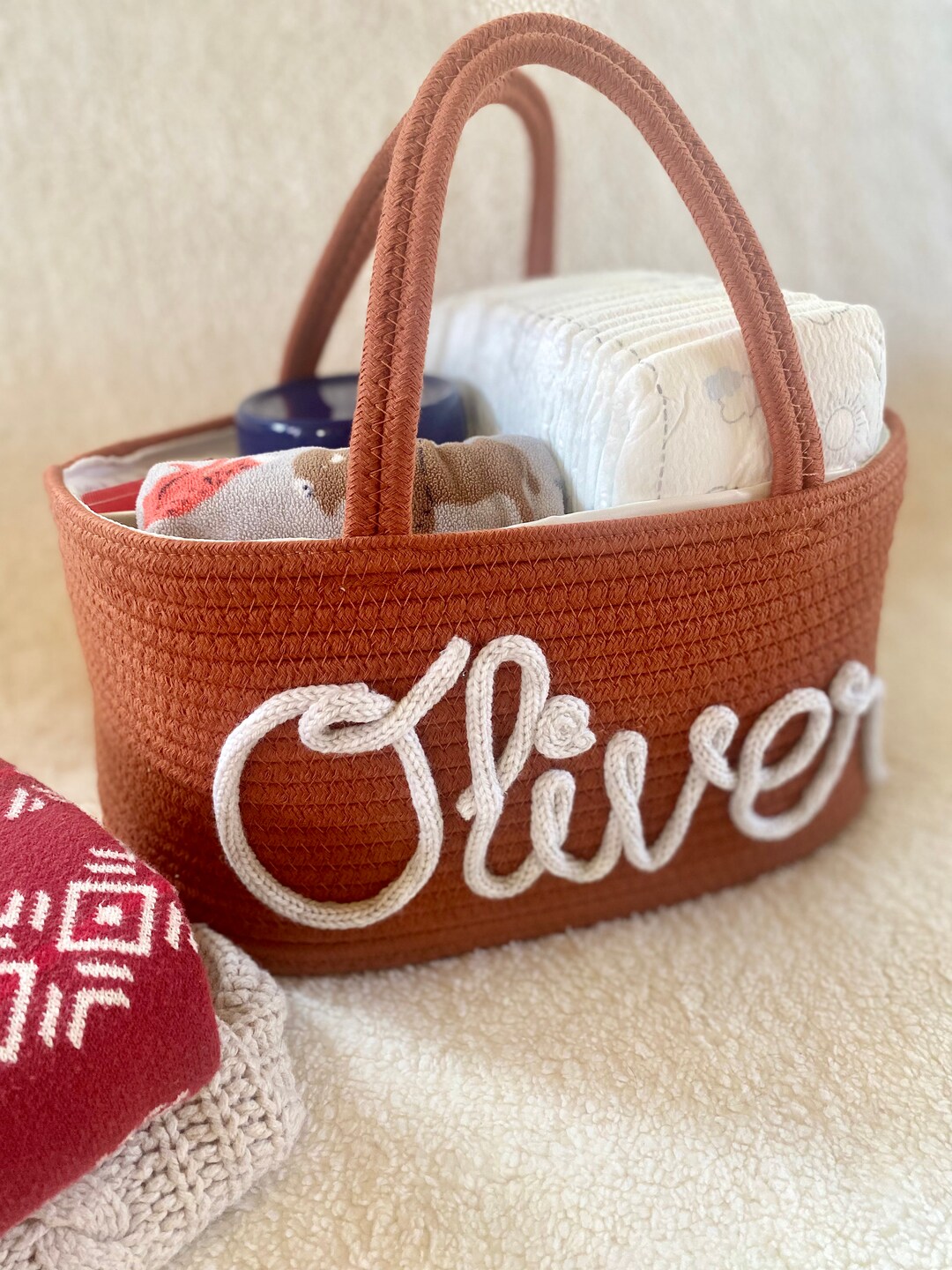 Custom Diaper Caddy Monogrammed Diaper Bag New Mom Gift Baby Shower ...