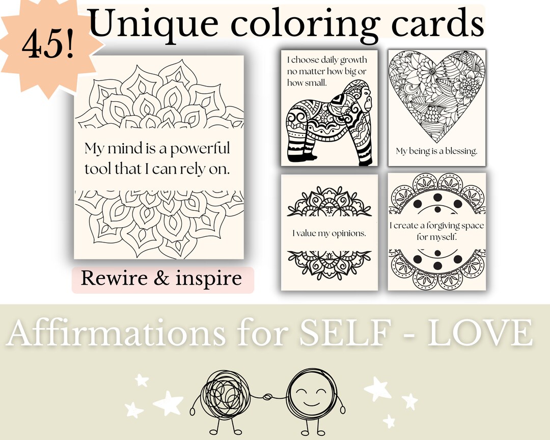 Positive Affirmation Cards Affirmation Coloring Cards Positive Quote ...