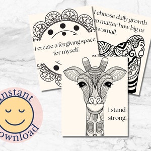 Positive Affirmation Cards Affirmation Coloring Cards Positive Quote ...