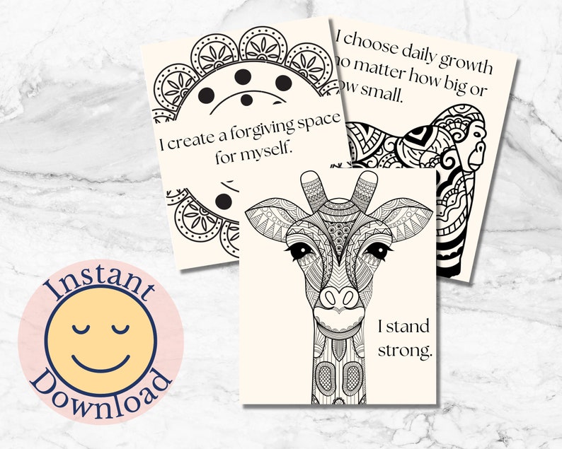 Positive Affirmation Cards Affirmation Coloring Cards Positive - Etsy