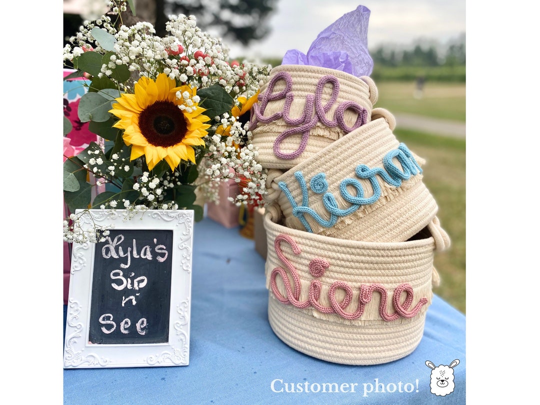 Personalized Gift Basket Set 3 Baskets Diaper Storage Custom Name ...