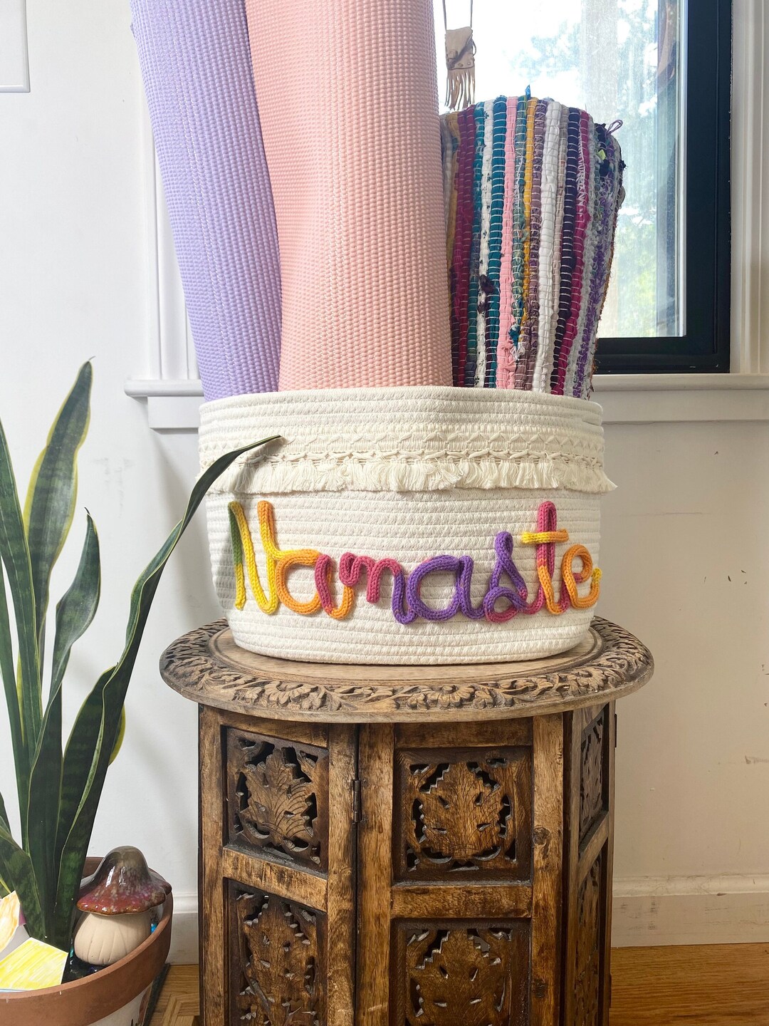 Custom Storage Basket Yoga Mat Storage Living Room Decor Rope Basket ...