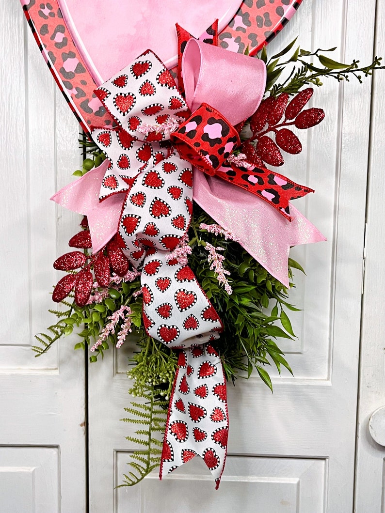 Large Pink and Redanimal Print Heart Valentine's Day Swag - Etsy