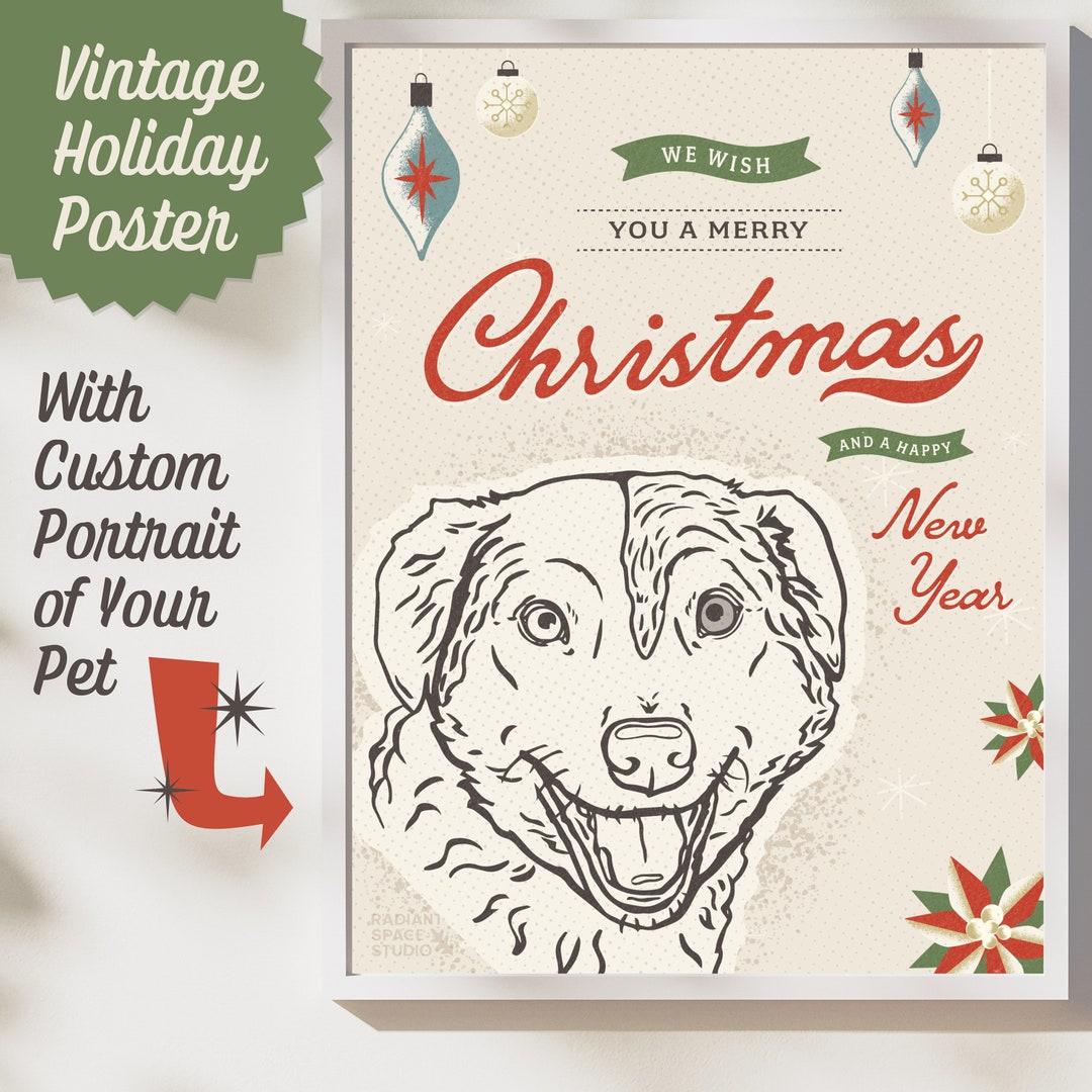 Customizable Vintage Holiday Poster, Retro Christmas Poster ...
