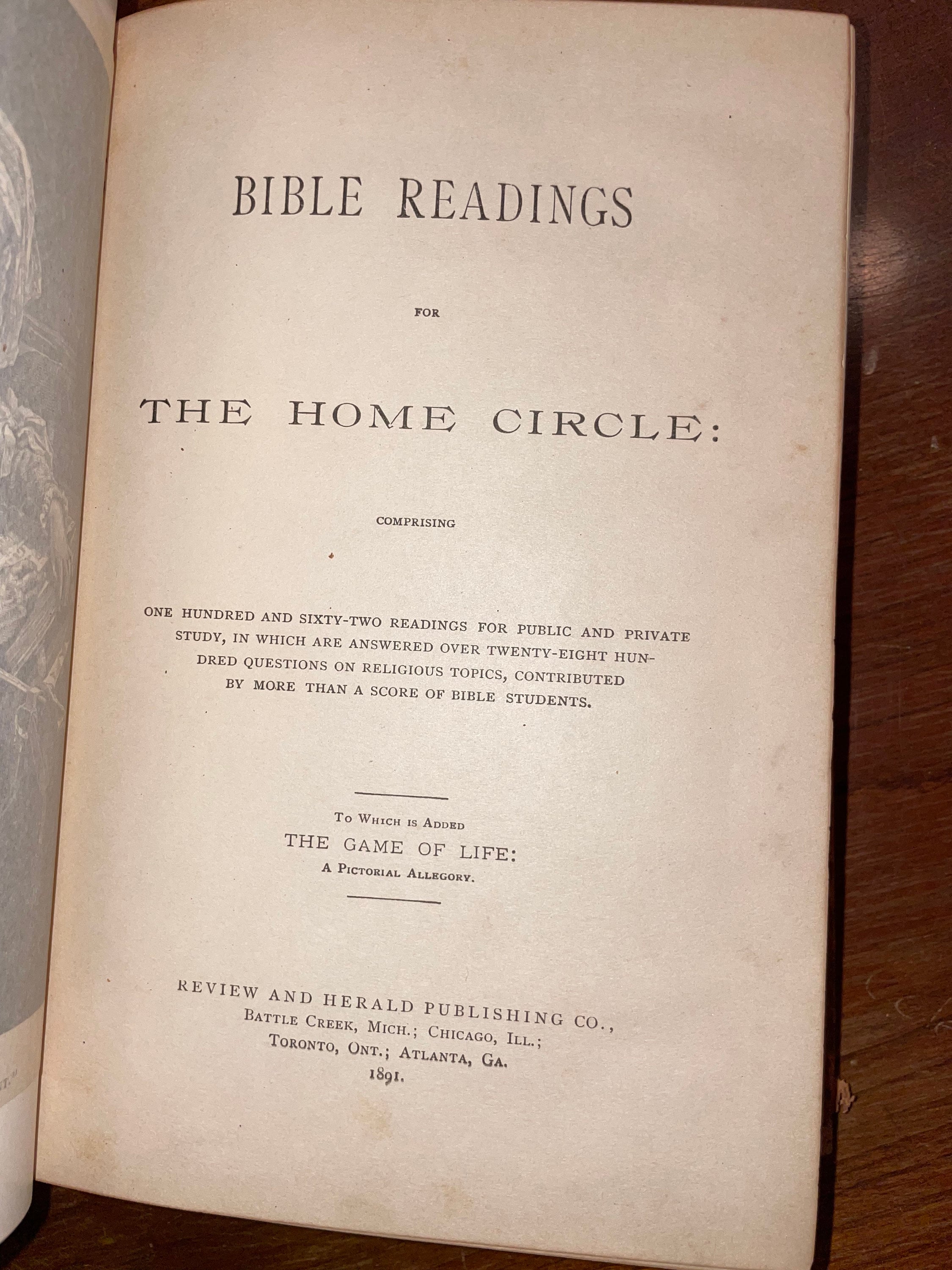 Antique 1891 Rare Collectible BIBLE Book - READINGS FOR the Home Circle ...