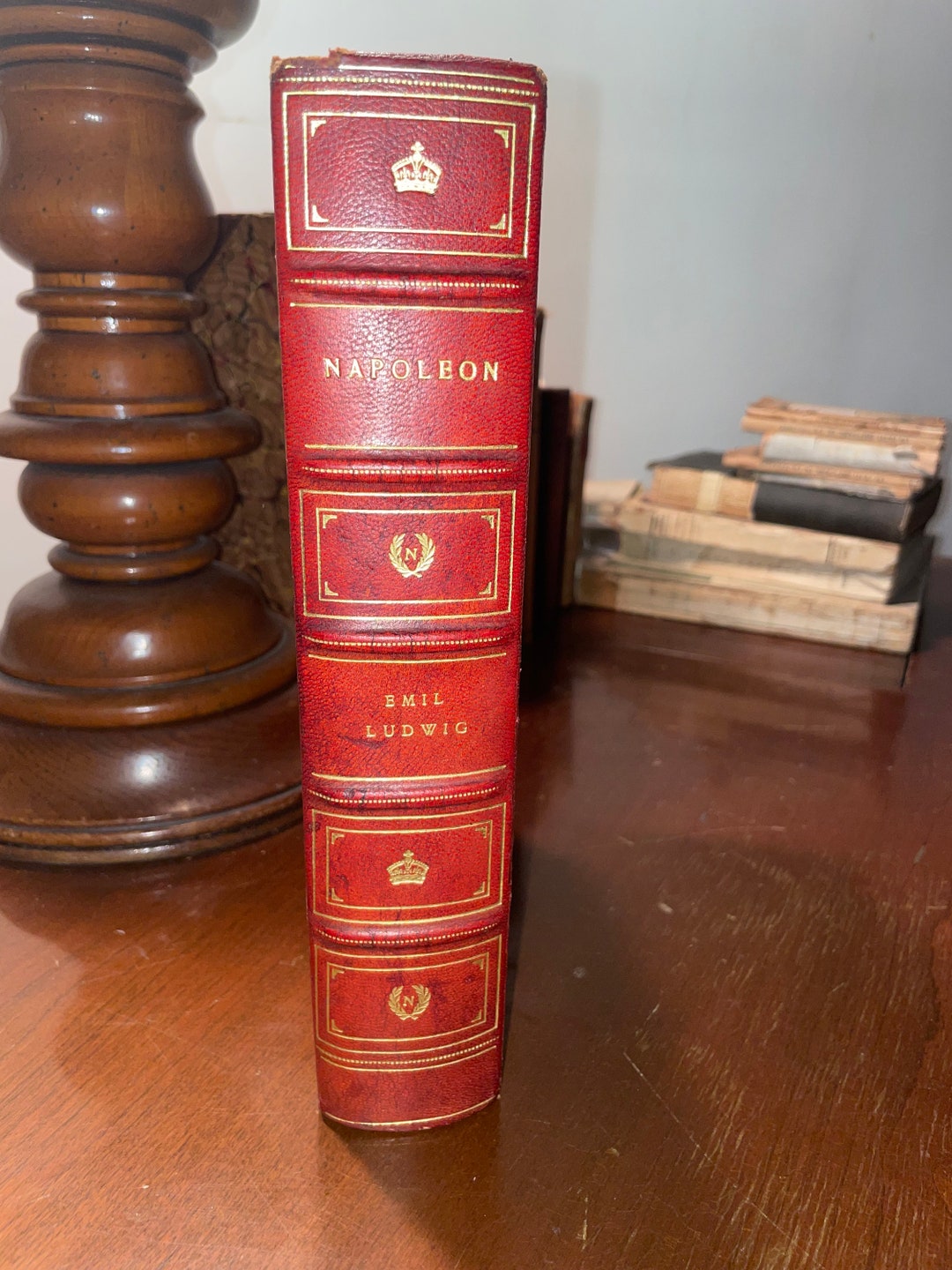 Napoleon by Emil Ludwig 1926, Vintage Collectible Rare Leather Guilted ...