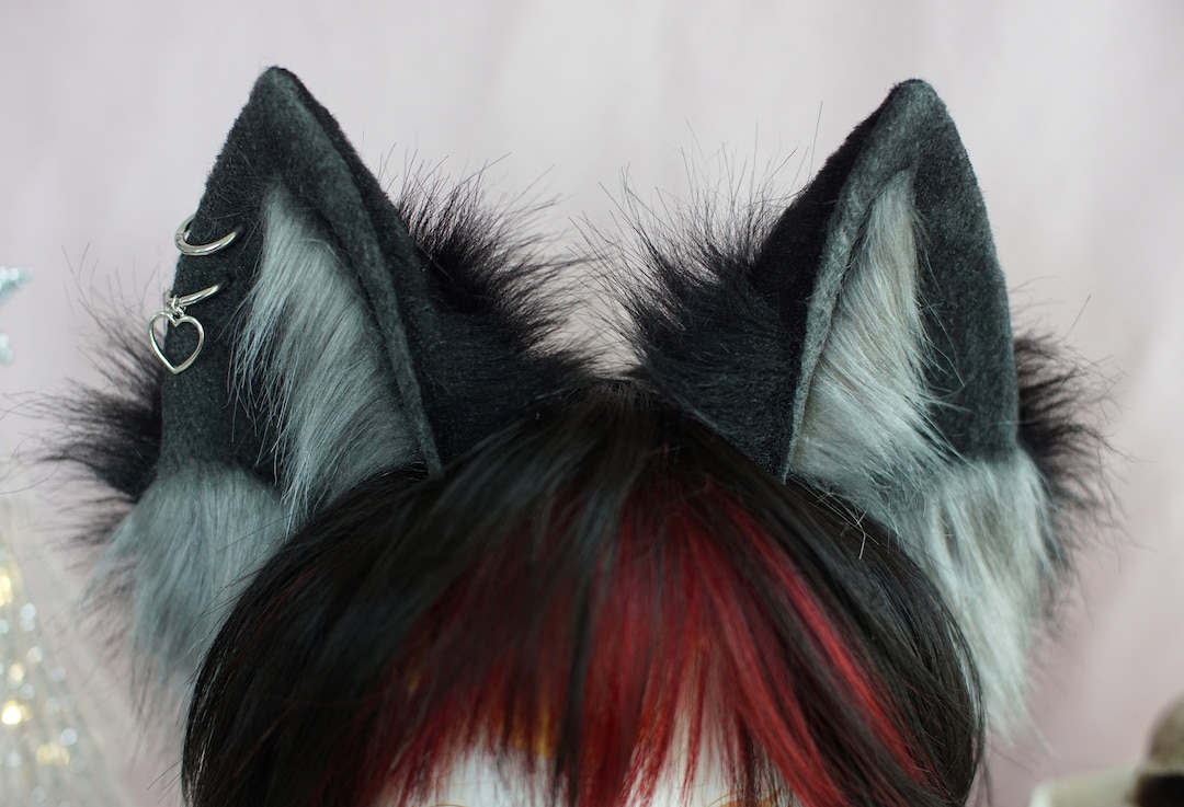 Realistic Gray Wolf Ears Headband,black Werewolf Ear,wolf Ear Gray,gray ...