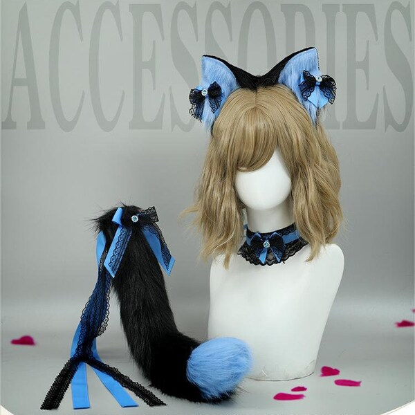 Blue Cosplay Cat Ears - Etsy