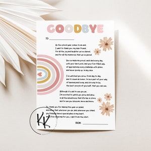 Teacher Goodbye Gift to Students, Last Day of School Gift From Teacher ...