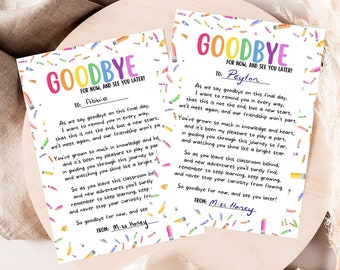 Teacher Goodbye Gift to Students, Last Day of School Gift From Teacher ...