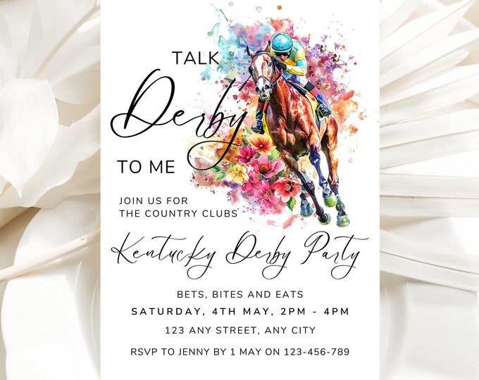 And She's off Derby Party Invitation, Editable Digital, Graduation ...