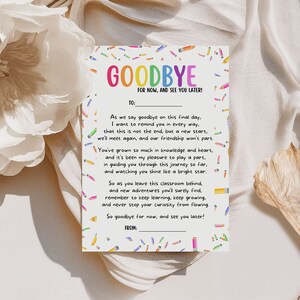 Teacher Goodbye Gift to Students, Last Day of School Gift From Teacher ...