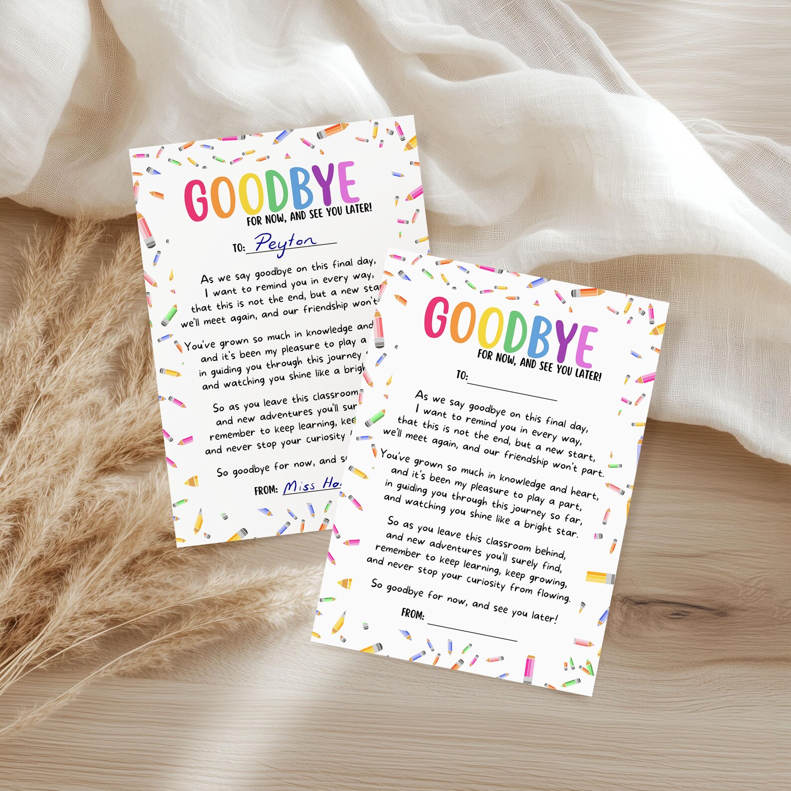 Teacher Goodbye Gift to Students, Last Day of School Gift From Teacher ...