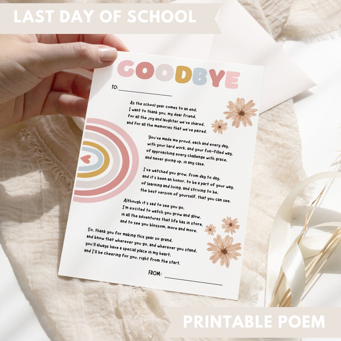 Teacher Goodbye Gift to Students, Last Day of School Gift From Teacher ...