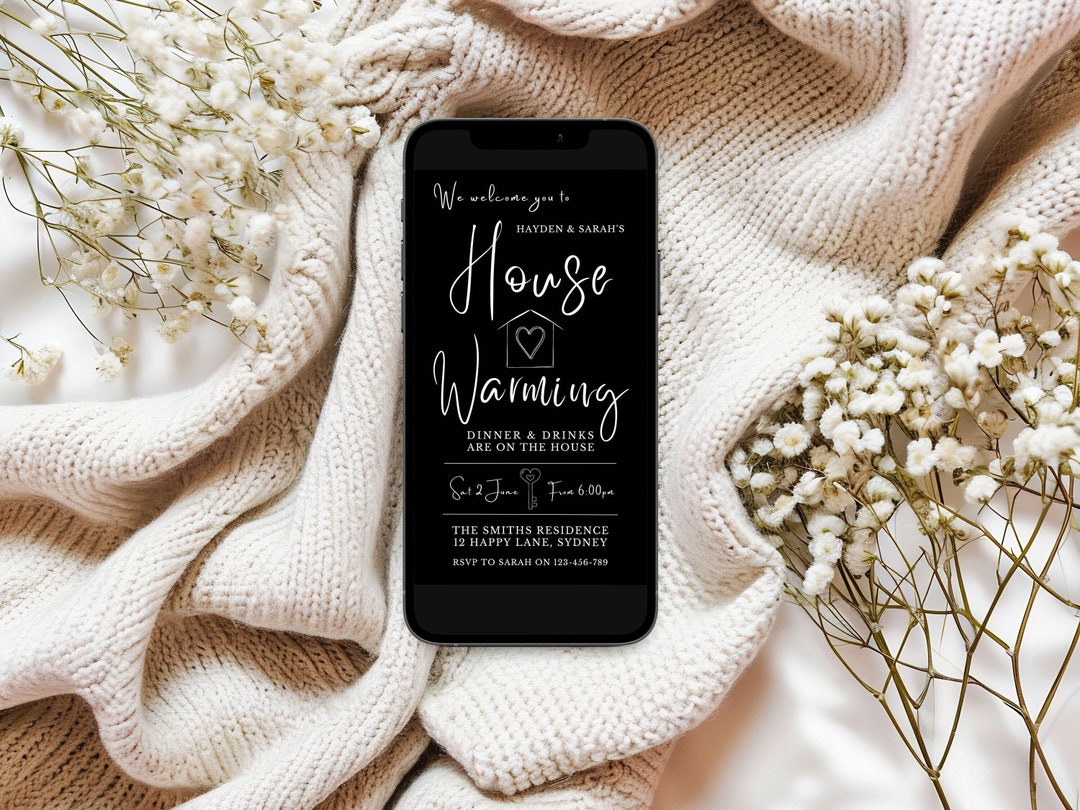 Minimal House Warming Invitation, House Warming Invite, Digital Mobile ...