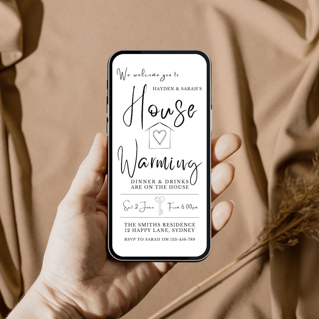 Minimal House Warming Invitation, House Warming Invite, Digital Mobile ...