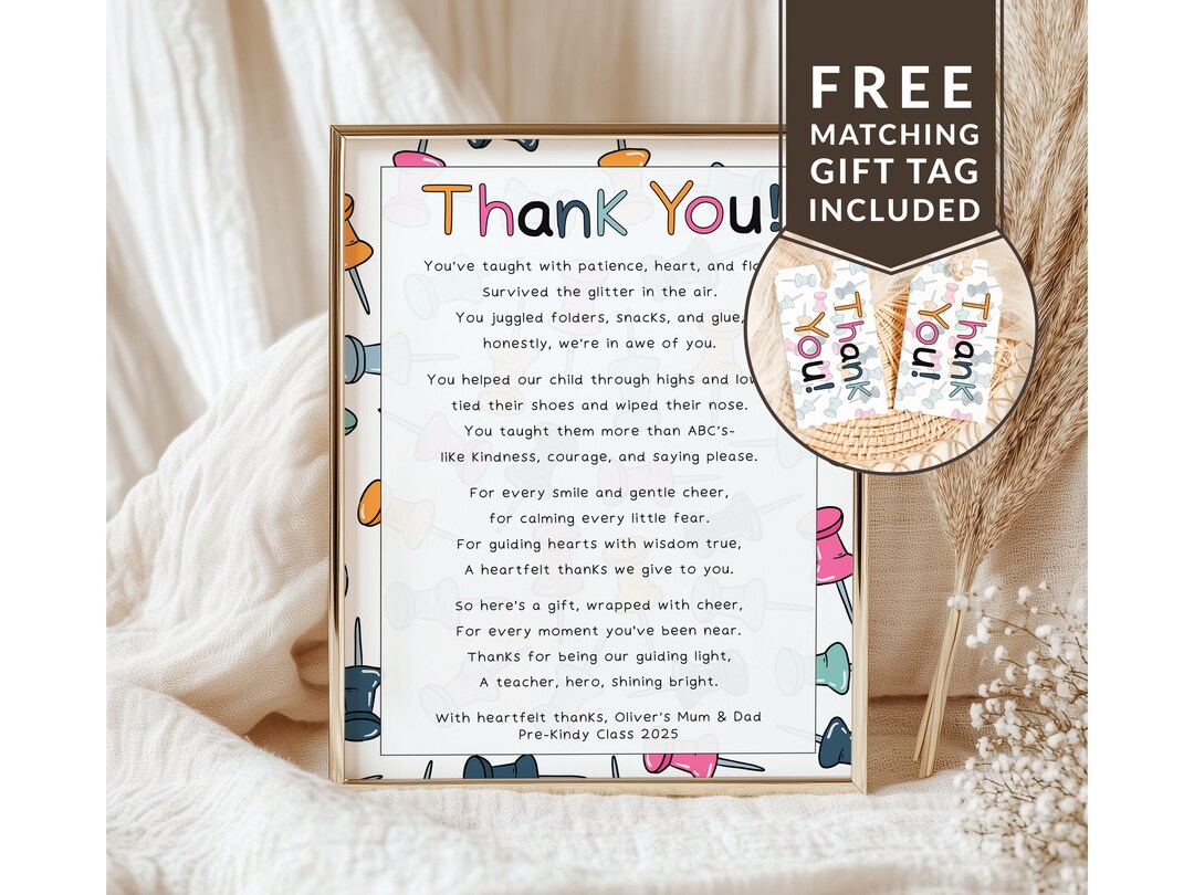 Editable Teacher Poem | End of Year Teacher Gift | Parent to Teacher ...