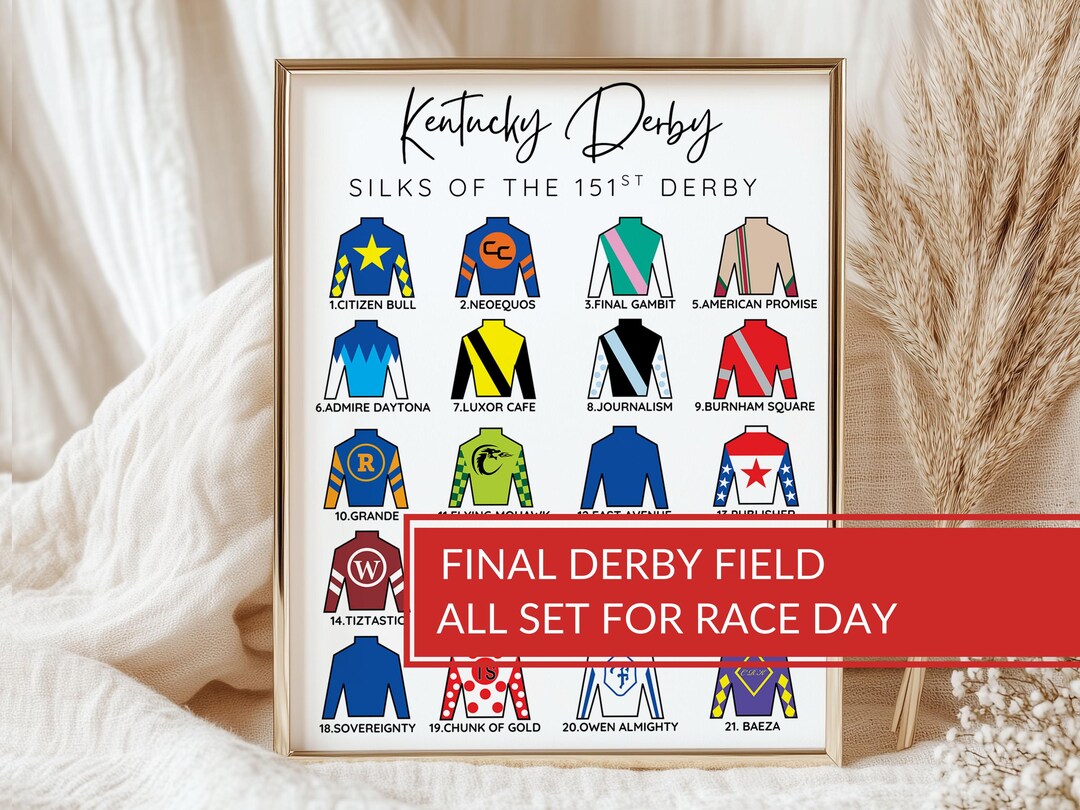 Kentucky Derby 2025 Jockey Silks Poster | Horse Roster | Printable ...