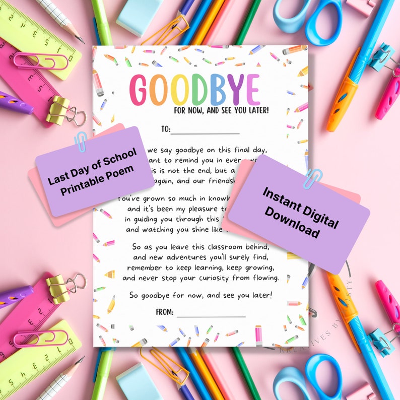 Teacher Goodbye Gift to Students Last Day of School Gift From - Etsy