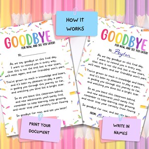 Teacher Goodbye Gift to Students, Last Day of School Gift From Teacher ...