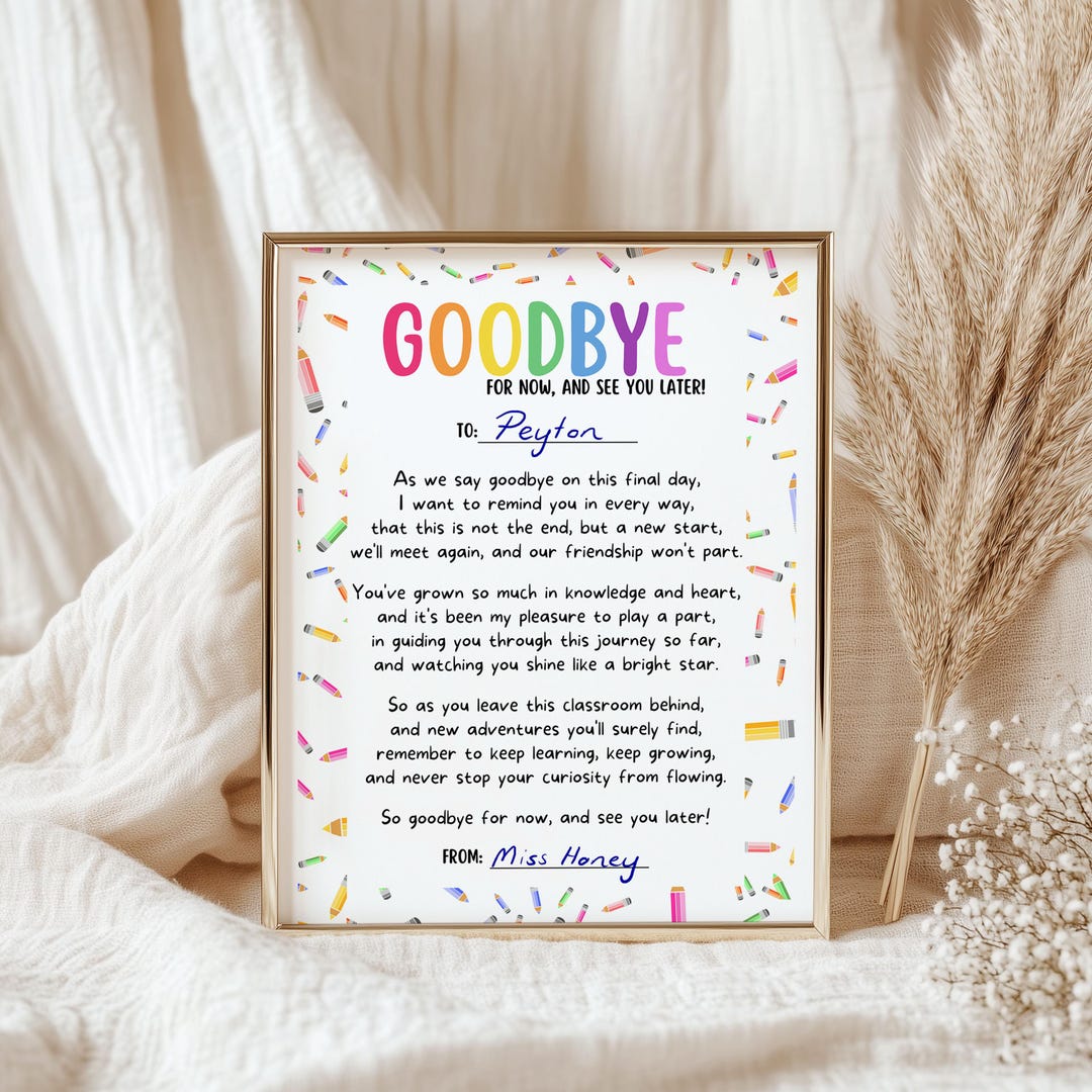 Teacher Goodbye Gift to Students, Last Day of School Gift From Teacher ...