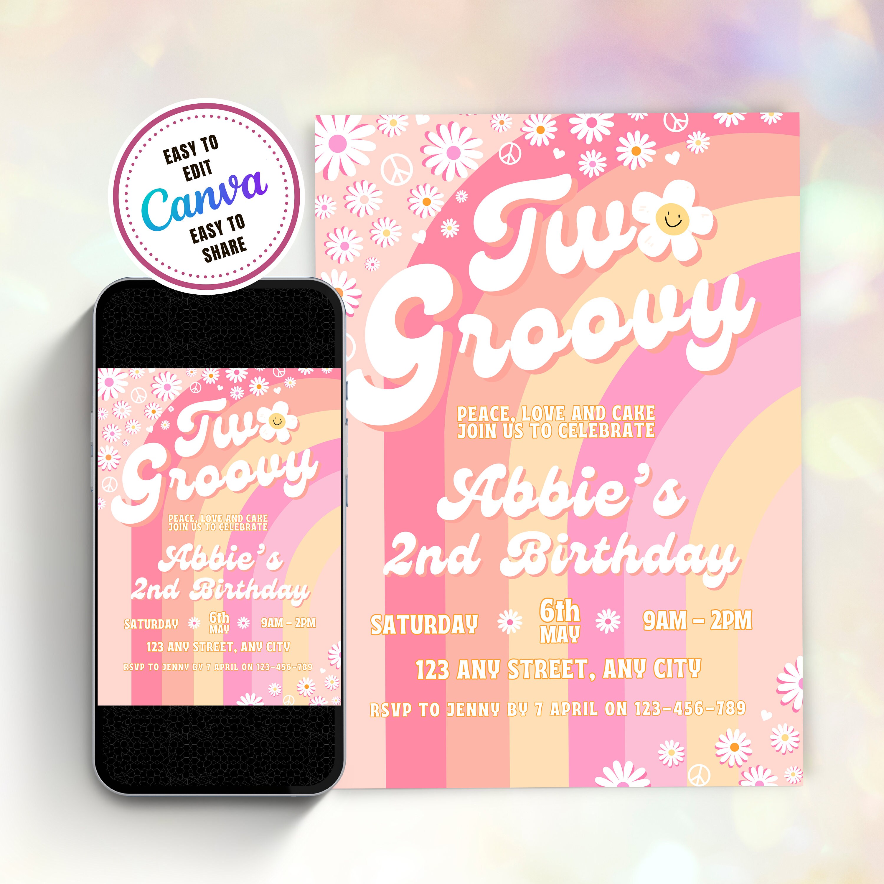 Editable Two Groovy Invitation Two Groovy Invitation Template 2nd ...