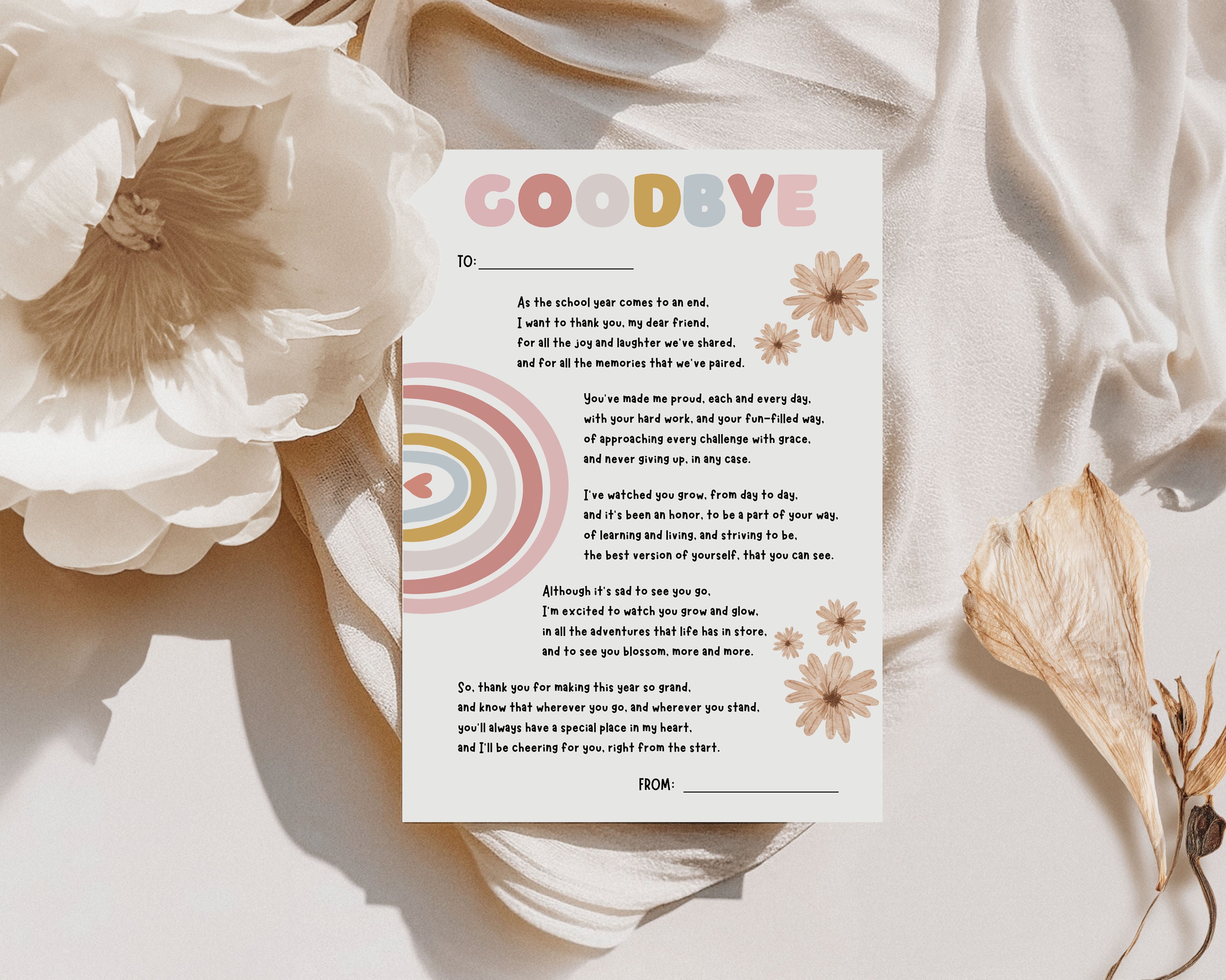 Teacher Goodbye Gift to Students, Last Day of School Gift From Teacher ...