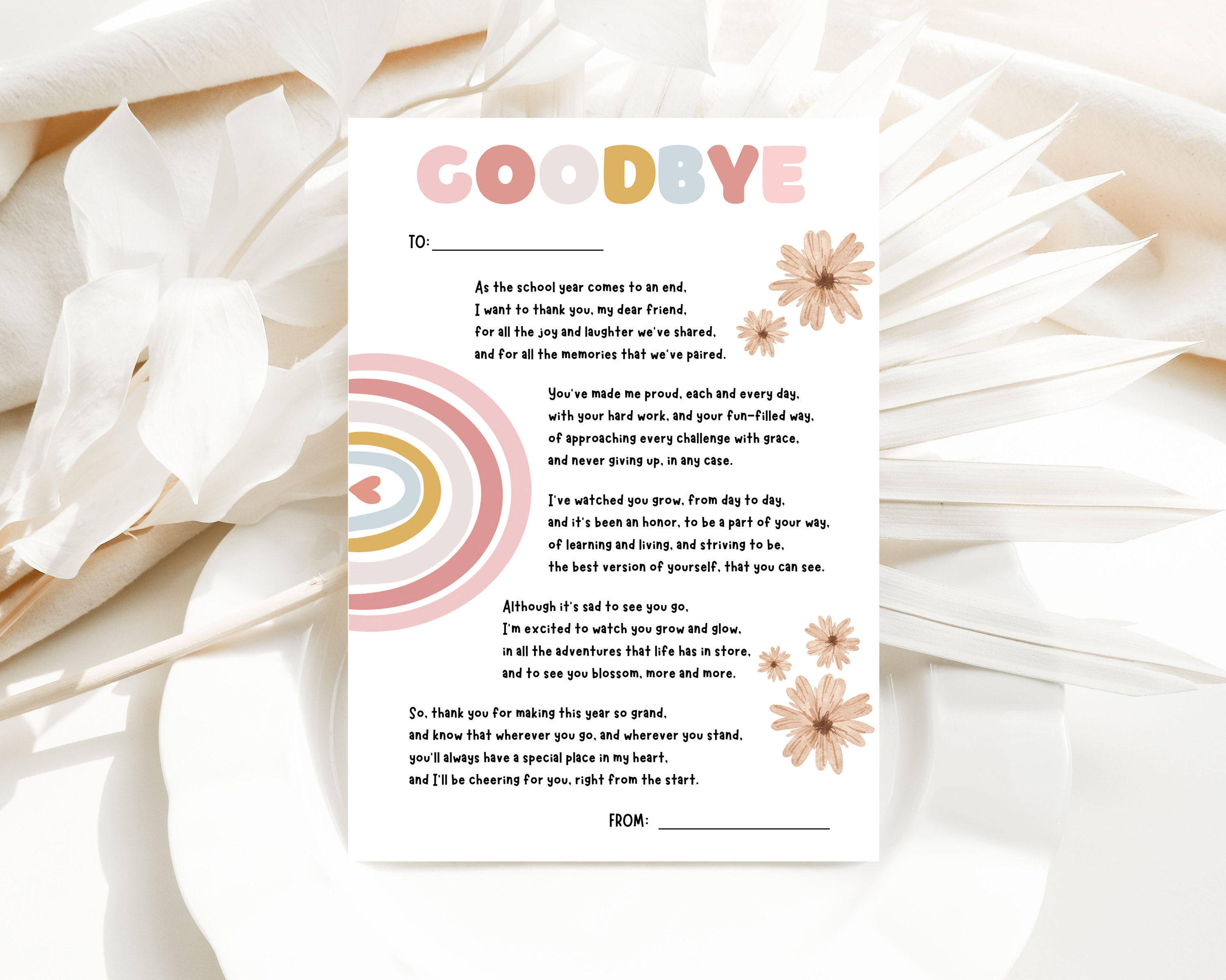 Teacher Goodbye Gift to Students, Last Day of School Gift From Teacher ...