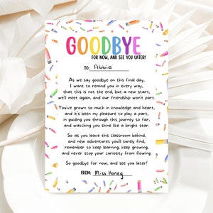 Teacher Goodbye Gift to Students, Last Day of School Gift From Teacher ...