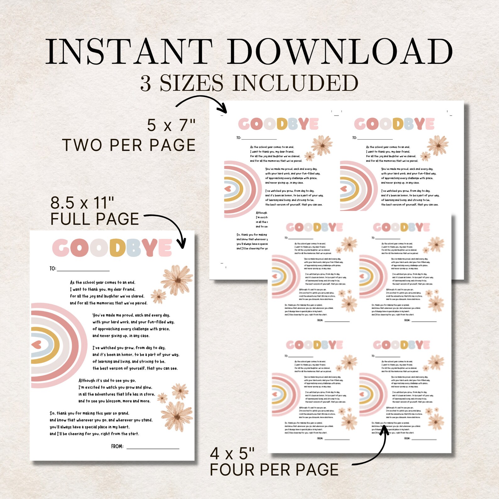 Teacher Goodbye Gift to Students, Last Day of School Gift From Teacher ...