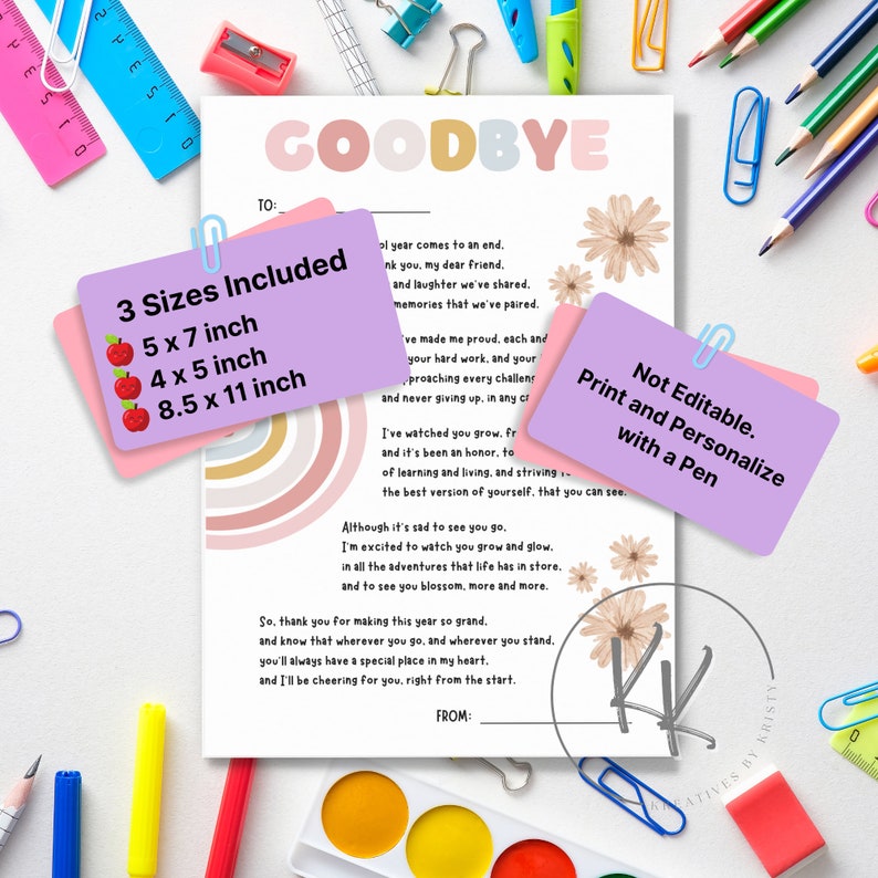 Teacher Goodbye Gift to Students Last Day of School Gift From - Etsy