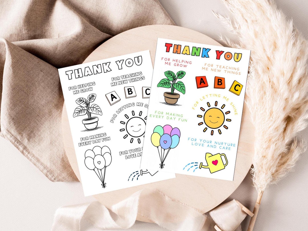 Printable Thank You Card for Teachers, Preschool, Daycare ...