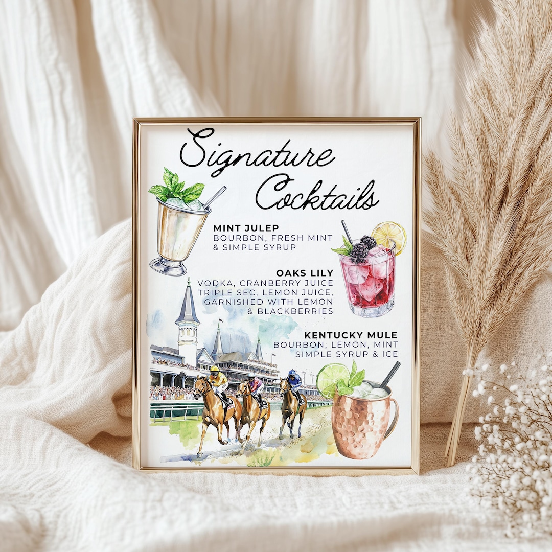 Kentucky Derby Cocktail Sign | Derby Day Drink Sign Printable ...