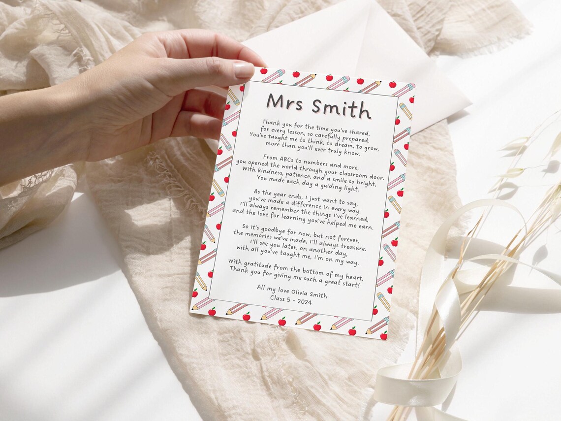 Editable Teacher Goodbye Gift, Last Day of School Gift to Teacher ...