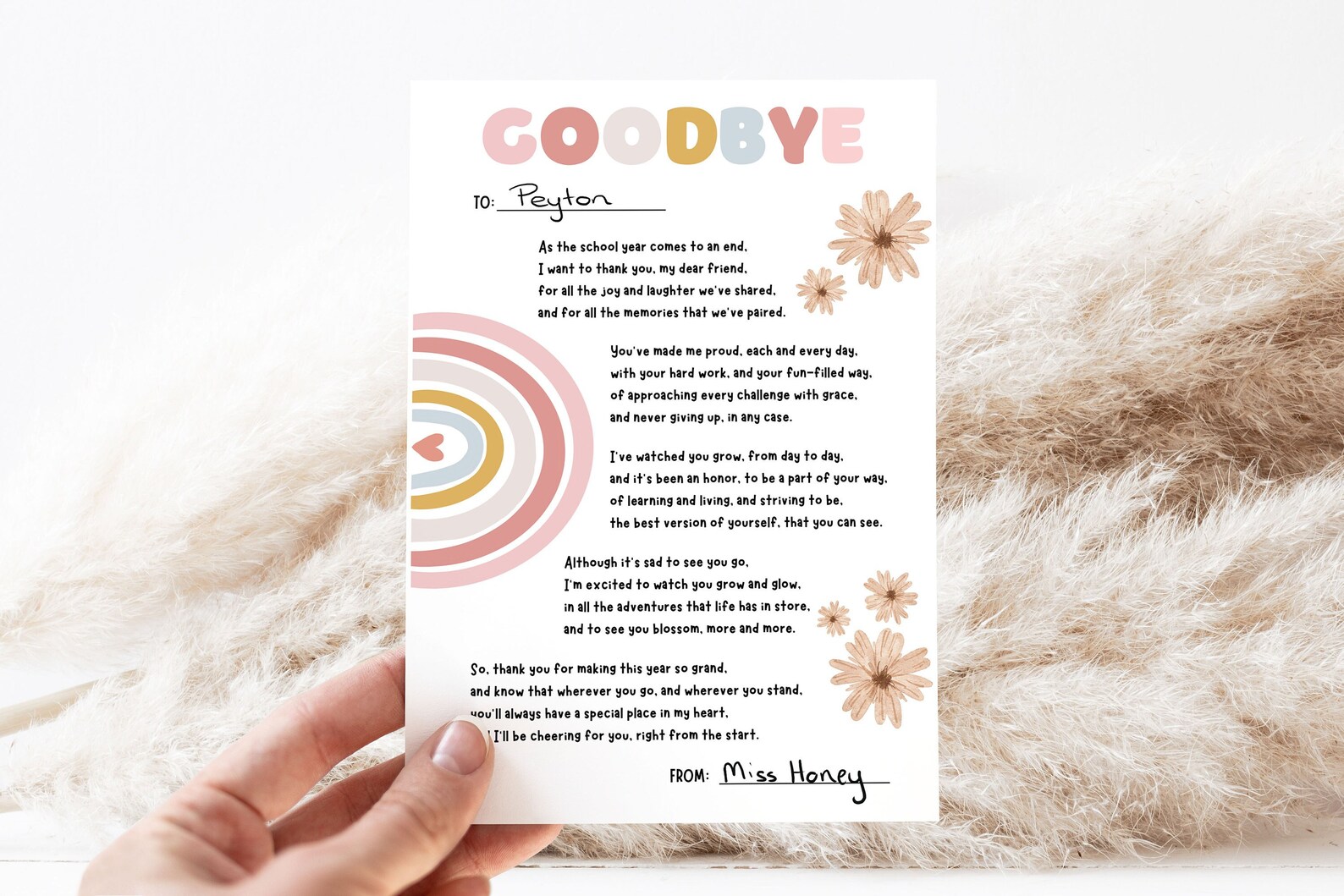 Teacher Goodbye Gift to Students, Last Day of School Gift From Teacher ...