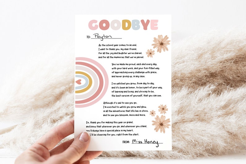 Teacher Goodbye Gift to Students, Last Day of School Gift From Teacher ...