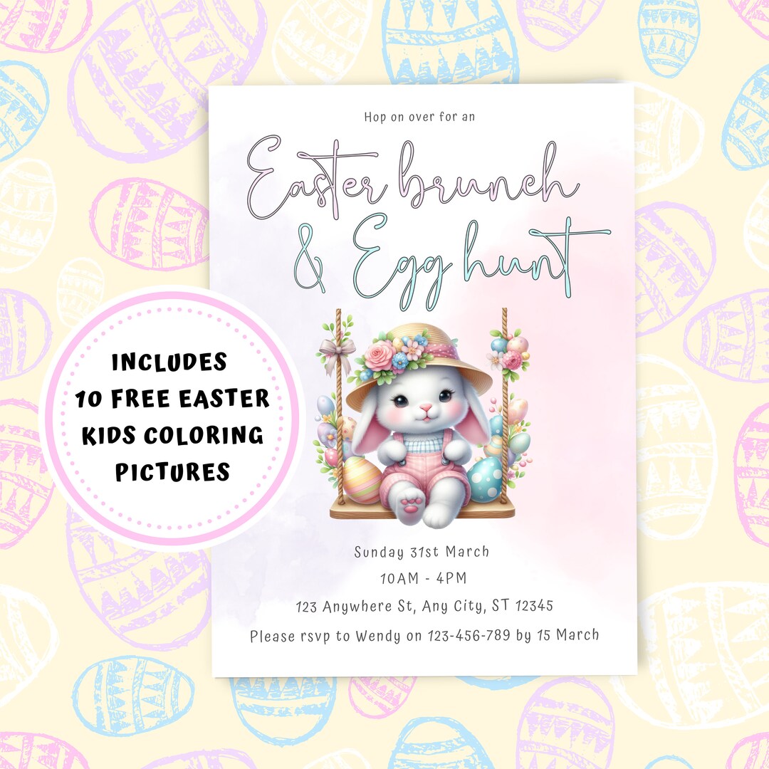 Easter Brunch Invitation Easter Egg Hunt And Easter Brunch Invite