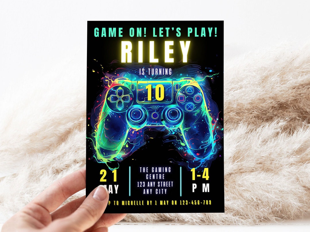 Video Game Birthday Invitation | Instant Access Editable Template ...