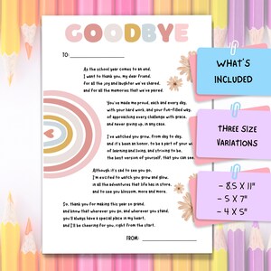 Teacher Goodbye Gift to Students, Last Day of School Gift From Teacher ...