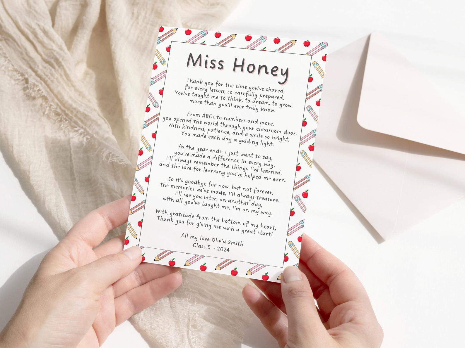 Editable Teacher Goodbye Gift, Last Day of School Gift to Teacher ...