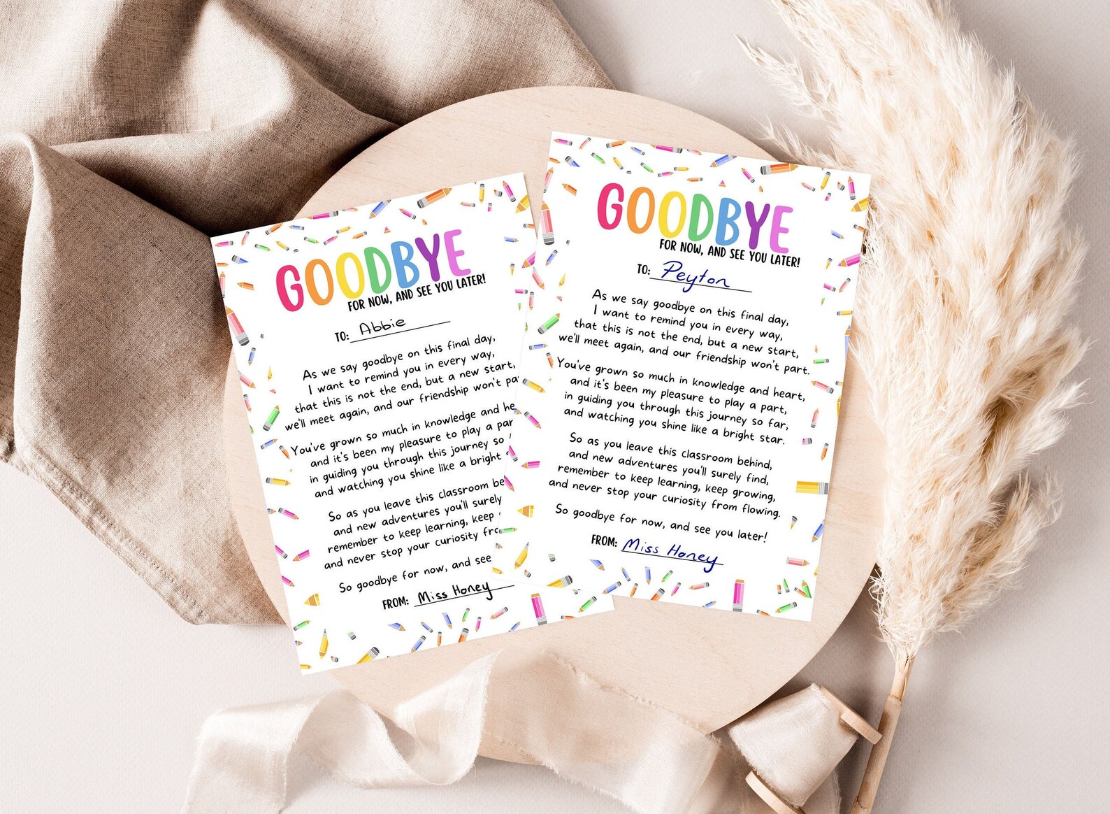 Teacher Goodbye Gift to Students, Last Day of School Gift From Teacher ...