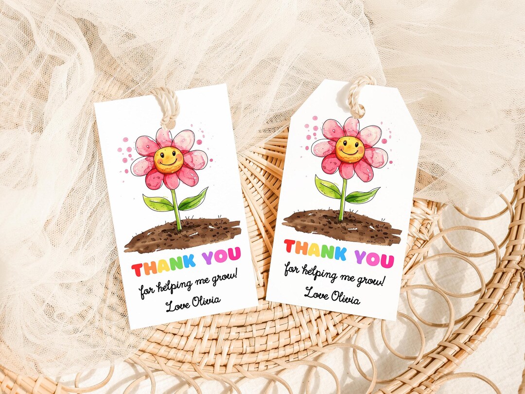 Editable Thank You Gift Tag | Helping Me Grow Tag Template | Teacher ...