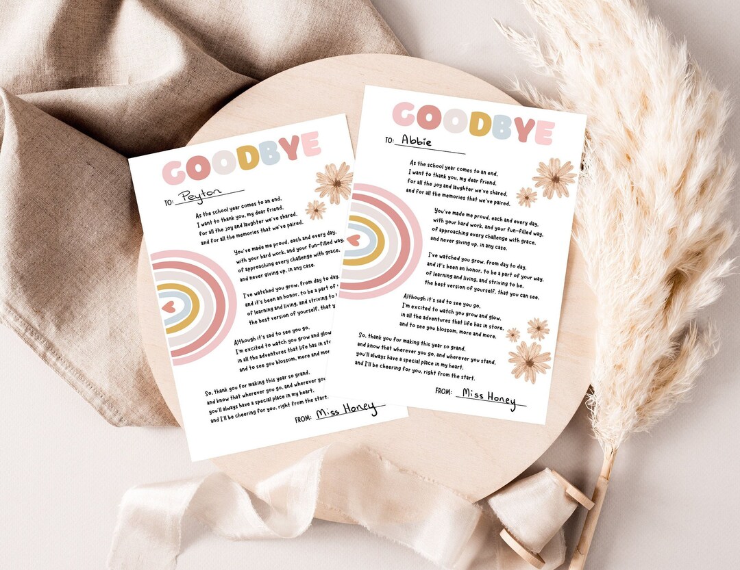 Teacher Goodbye Gift to Students, Last Day of School Gift From Teacher ...