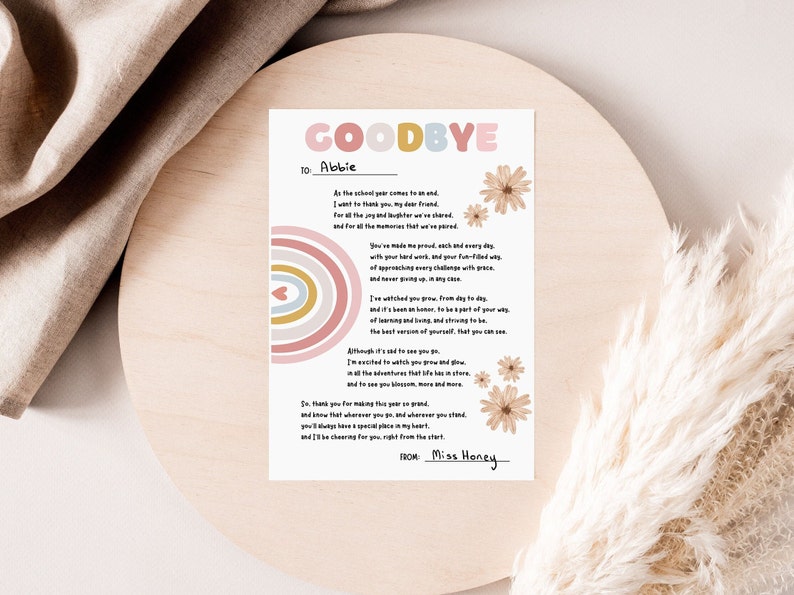 Teacher Goodbye Gift to Students, Last Day of School Gift From Teacher ...