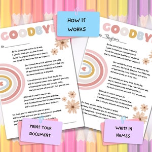 Teacher Goodbye Gift to Students, Last Day of School Gift From Teacher ...