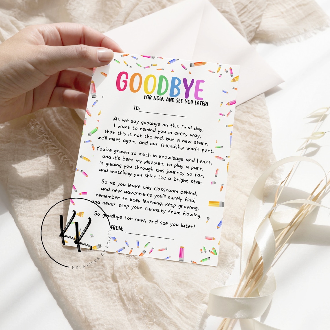 Teacher Goodbye Gift to Students, Last Day of School Gift From Teacher ...