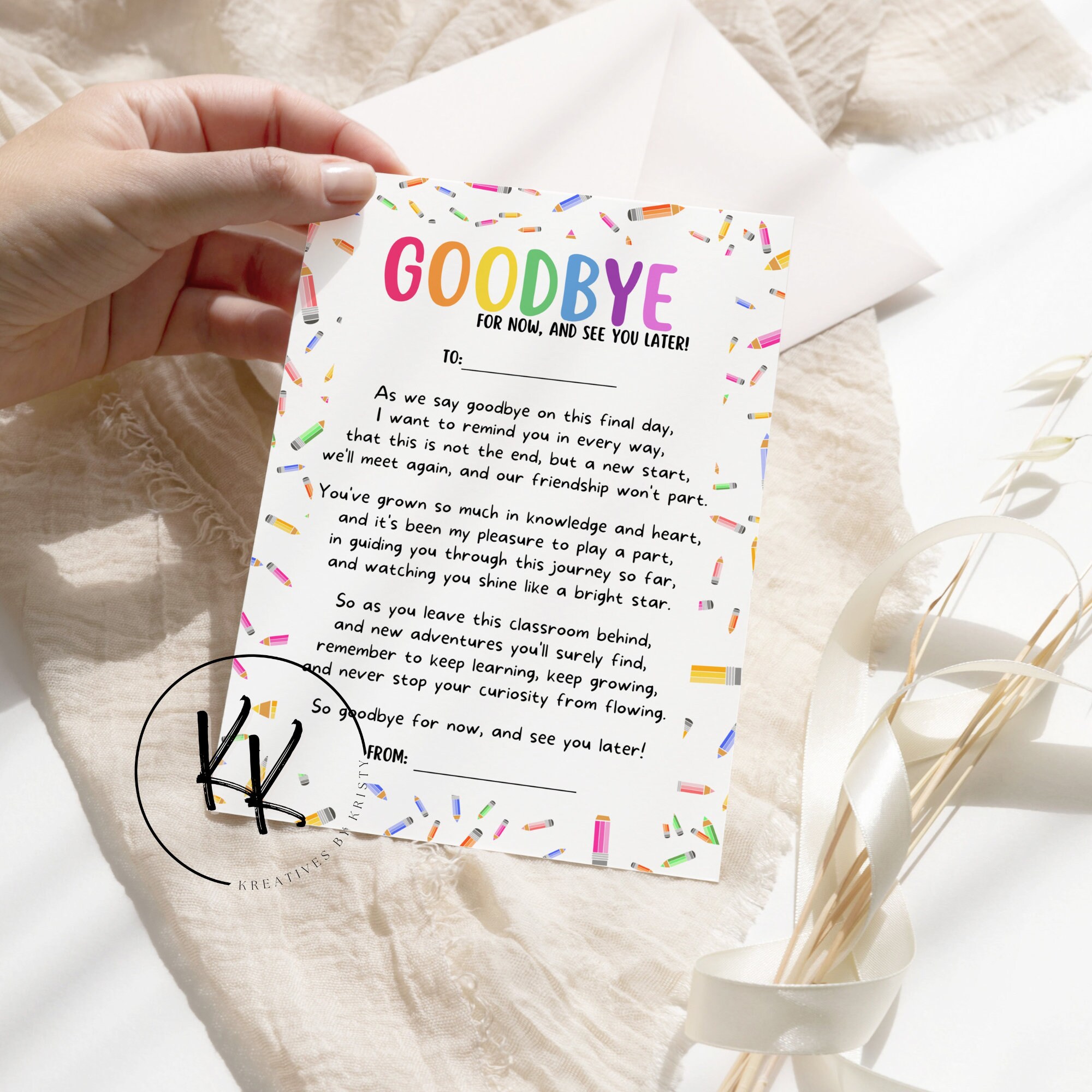 Teacher Goodbye Gift to Students, Last Day of School Gift From Teacher ...