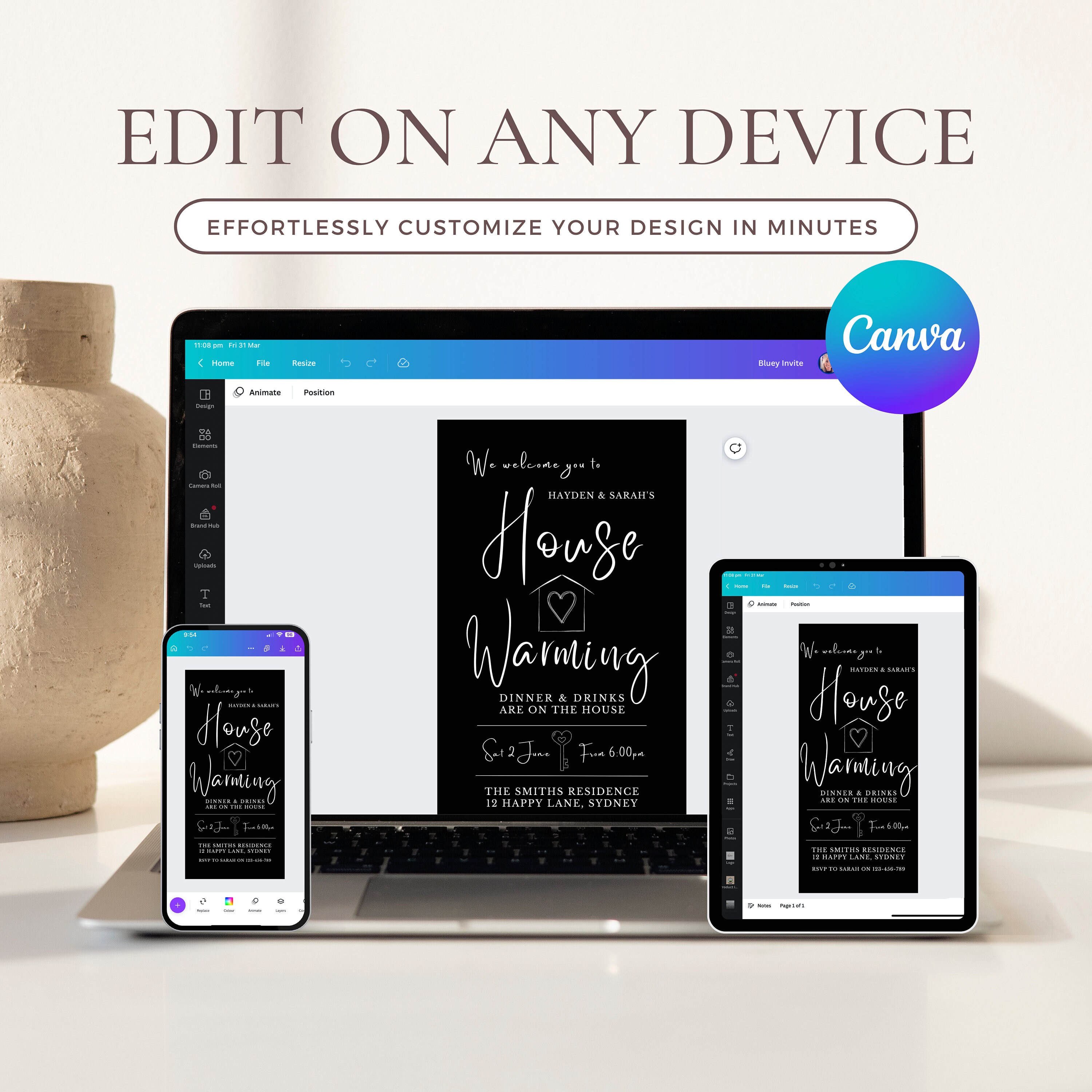 Minimal House Warming Invitation, House Warming Invite, Digital Mobile ...