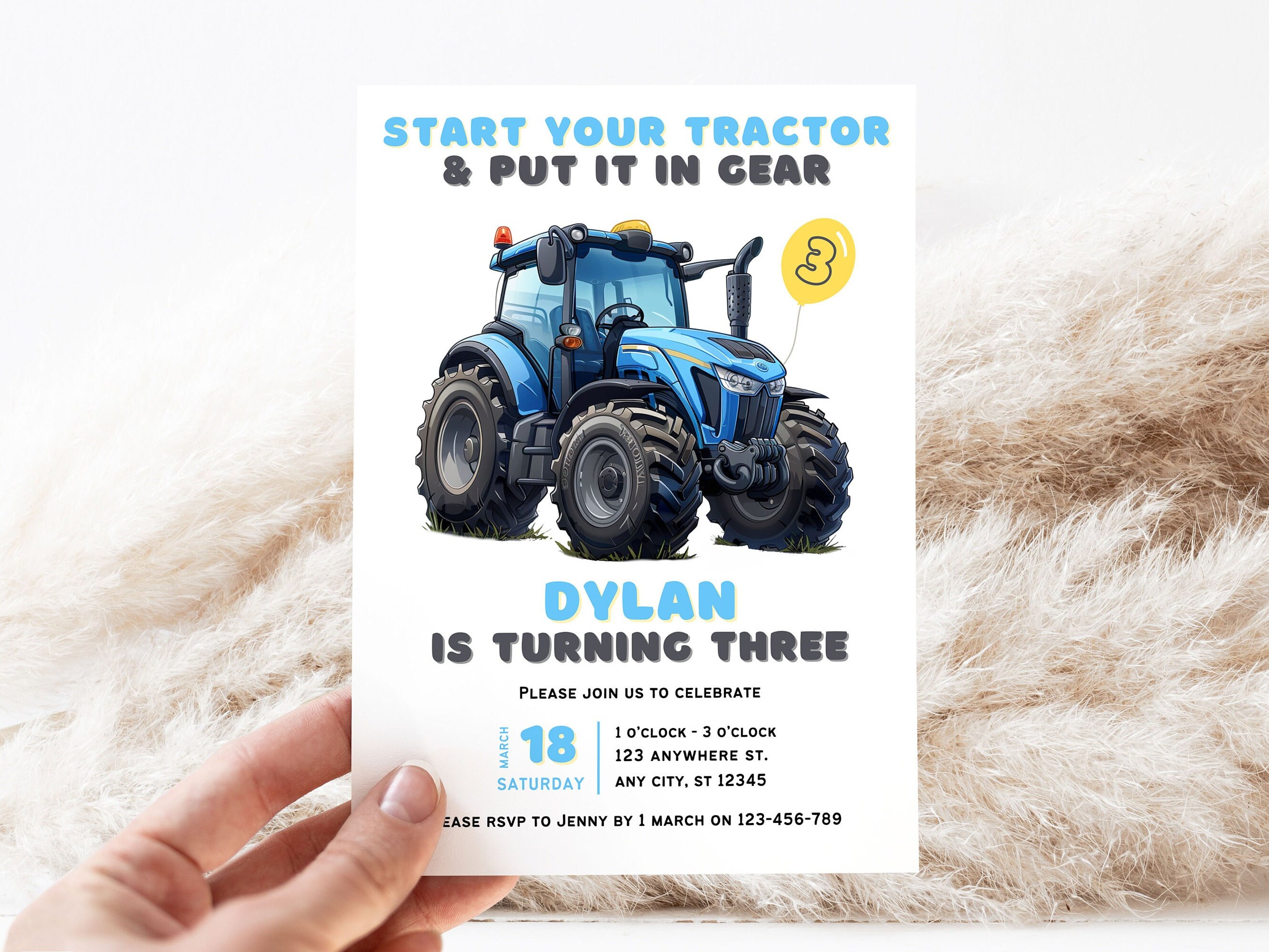 Editable Tractor Birthday Invitation | Tractor Invitation | Tractor ...